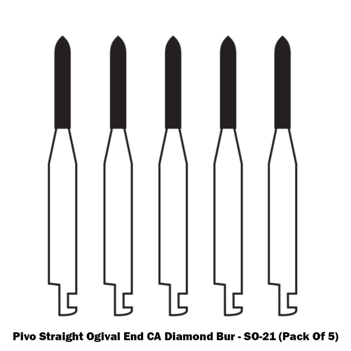 Buy Pivo Straight Ogival End CA Diamond Burs - SO (Pack Of 5) Online at ...