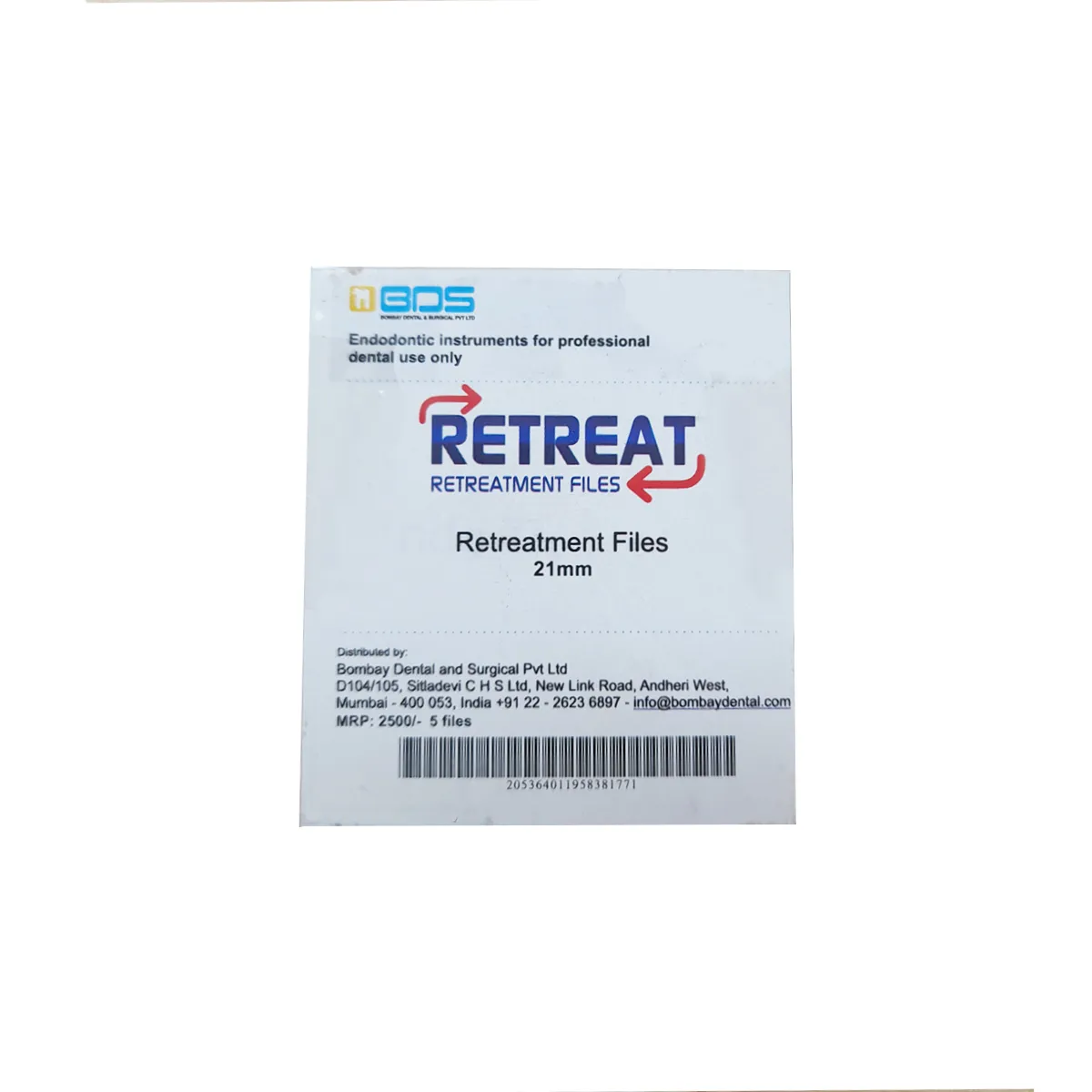 Bombay Dental Retreat Retreatment Files - Assorted Pack of 5