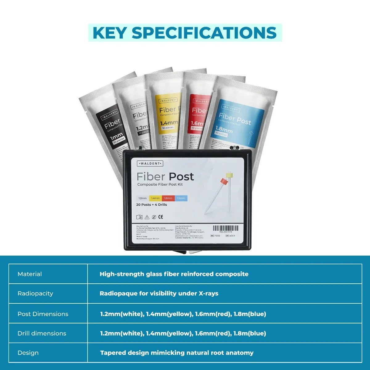 Buy Waldent Radiopaque Composite Fiber Post Kit - Online Dental ...