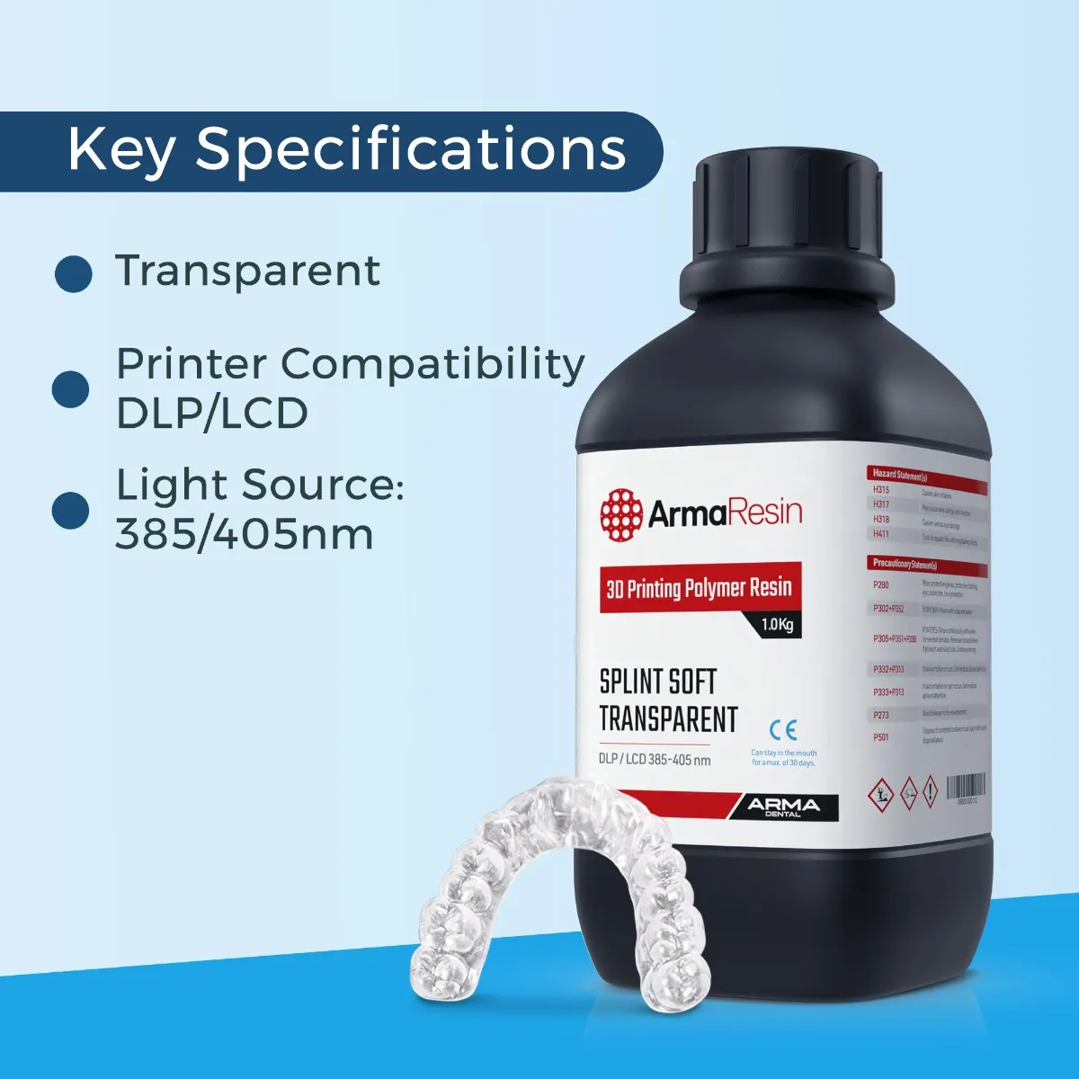 Arma 3D Printing Resin - Splint Soft (1 KG)