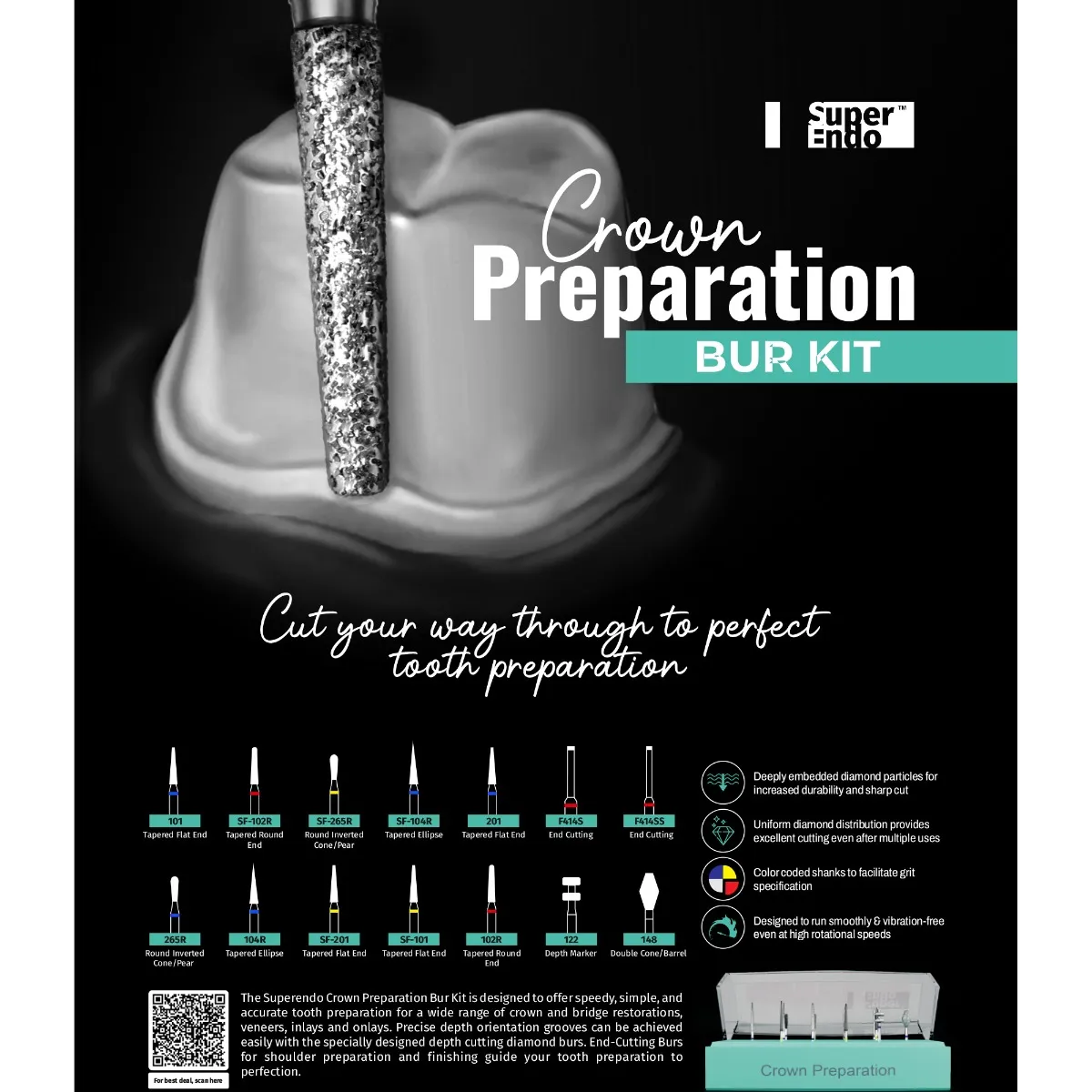 Buy Diamond Burs Online | Best SuperEndo Crown Preparation Bur Kit ...