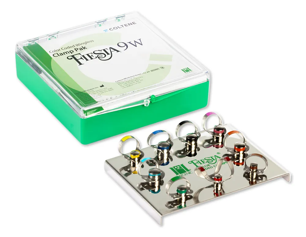 Coltene Fiesta Color Coded Dental Dam Clamps Kit and Refills