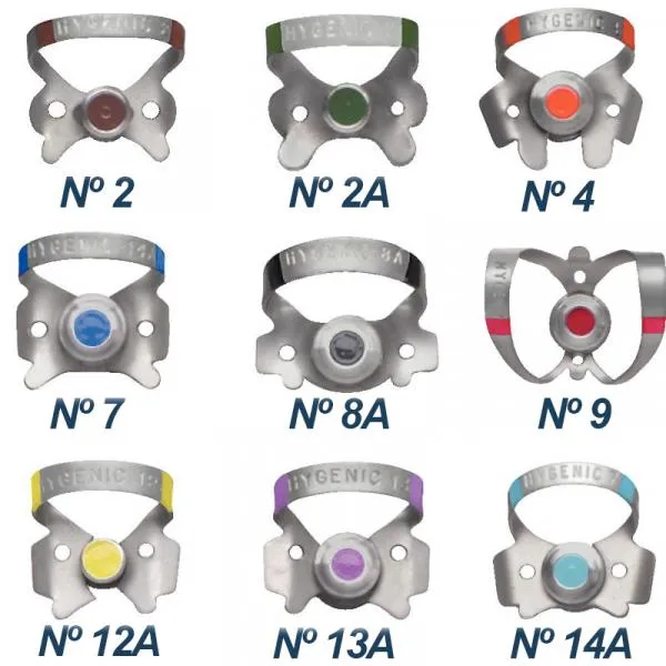 Coltene Fiesta Color Coded Dental Dam Clamps Kit and Refills
