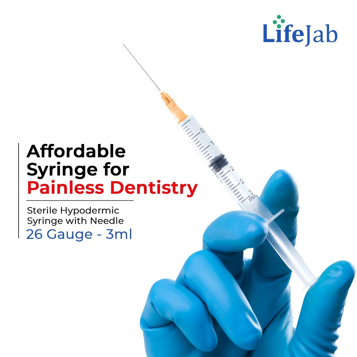 Buy LifeJab Sterile Hypodermic Syringe With Needle 26 Gauge - 3ml At ...