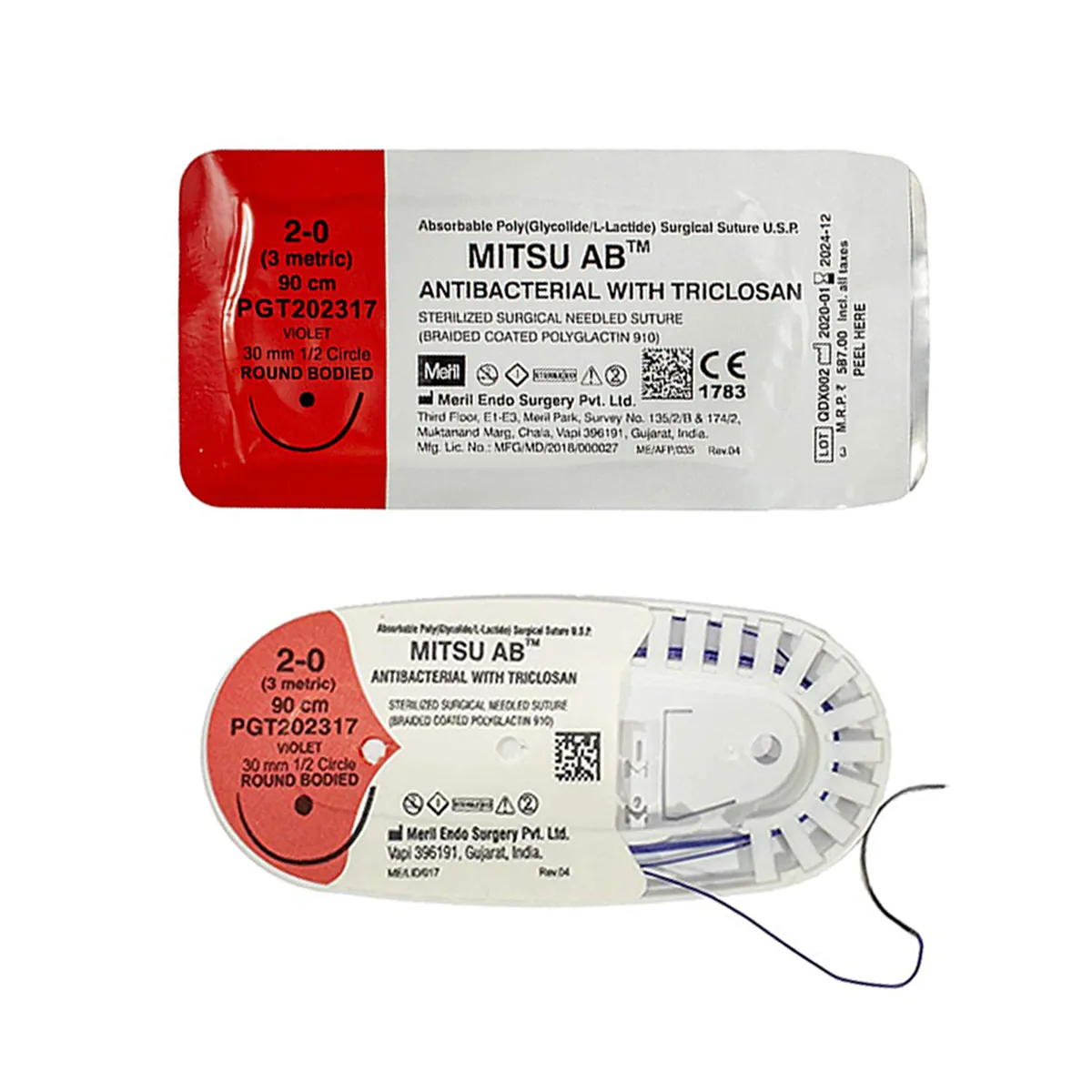 Meril Mitsu AB #2-0 Polyglactin 910 Suture With Triclosan