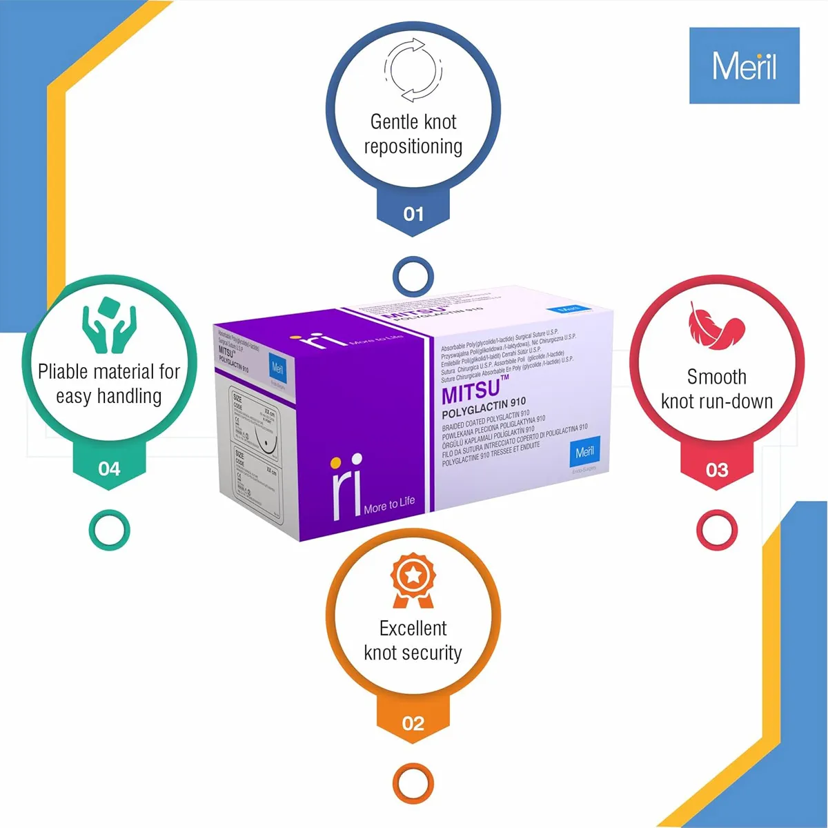 Meril Mitsu #3-0 Polyglactin 910 Suture