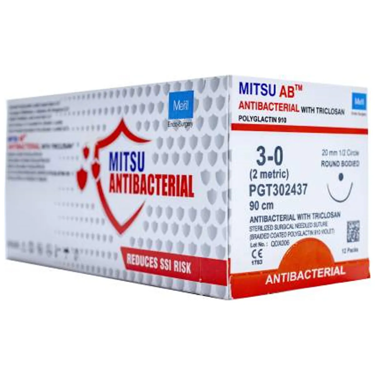 Meril Mitsu AB #3-0 Polyglactin 910 Suture With Triclosan