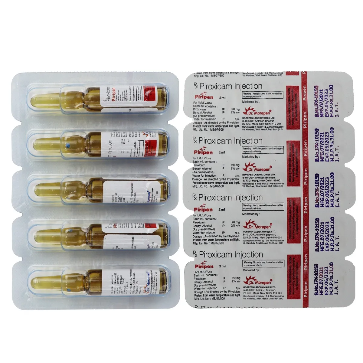 Shop Dr. Morepen Piripen - Buy Piroxicam Injection for Effective Pain ...