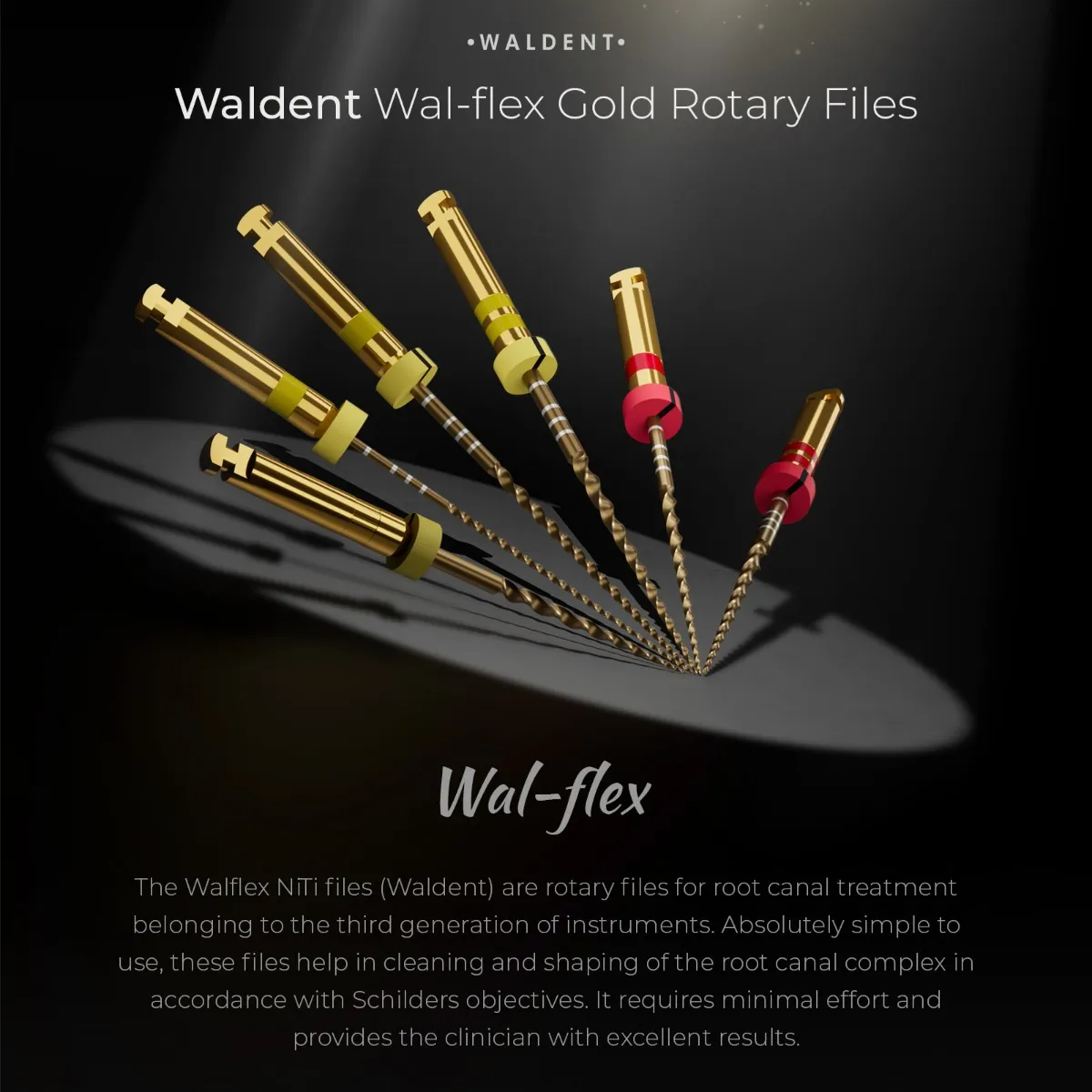 Waldent Wal-flex Gold Rotary Files - Assorted | Ni-Ti Gold Alloy High ...