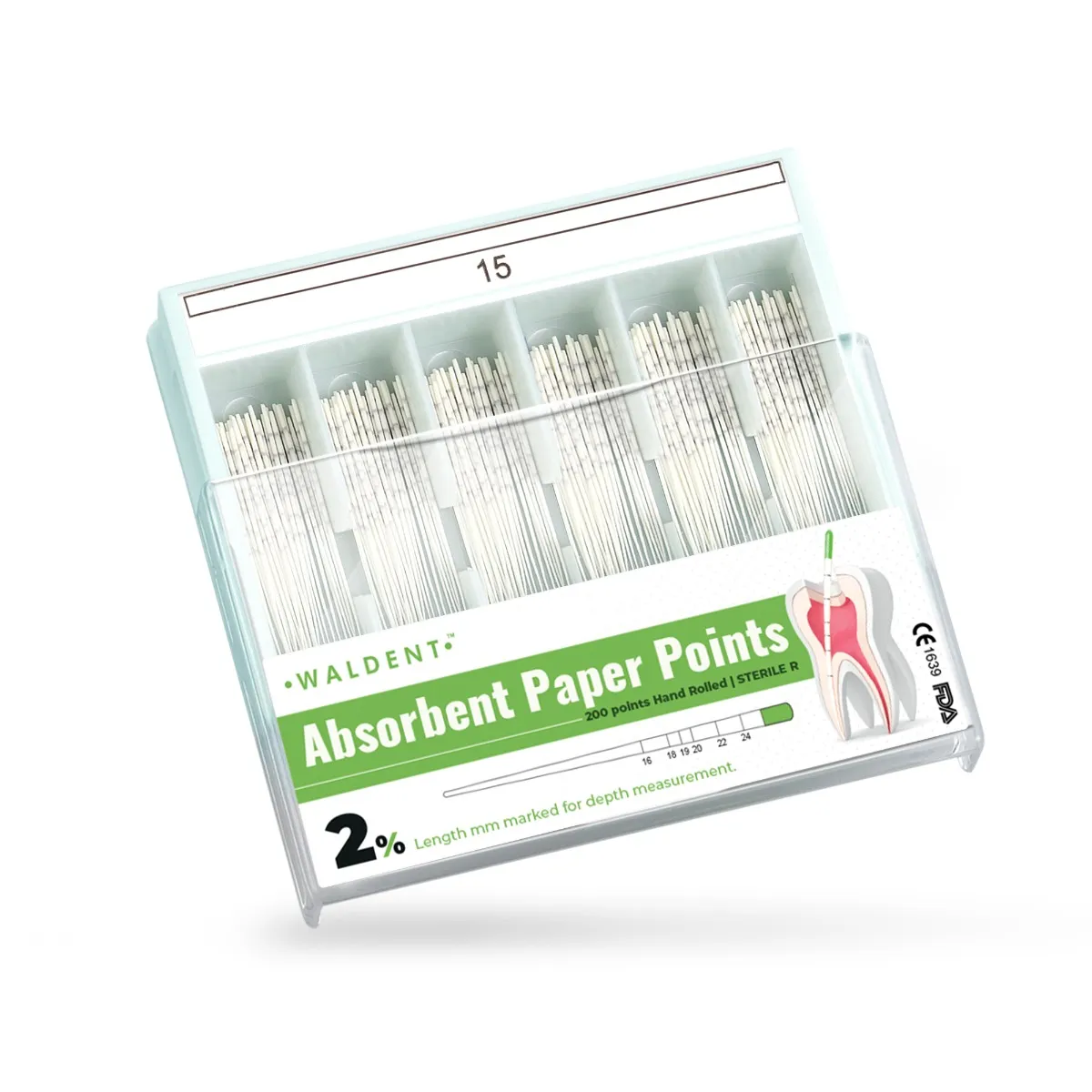 Waldent Paper Points 2% (Length Marked)