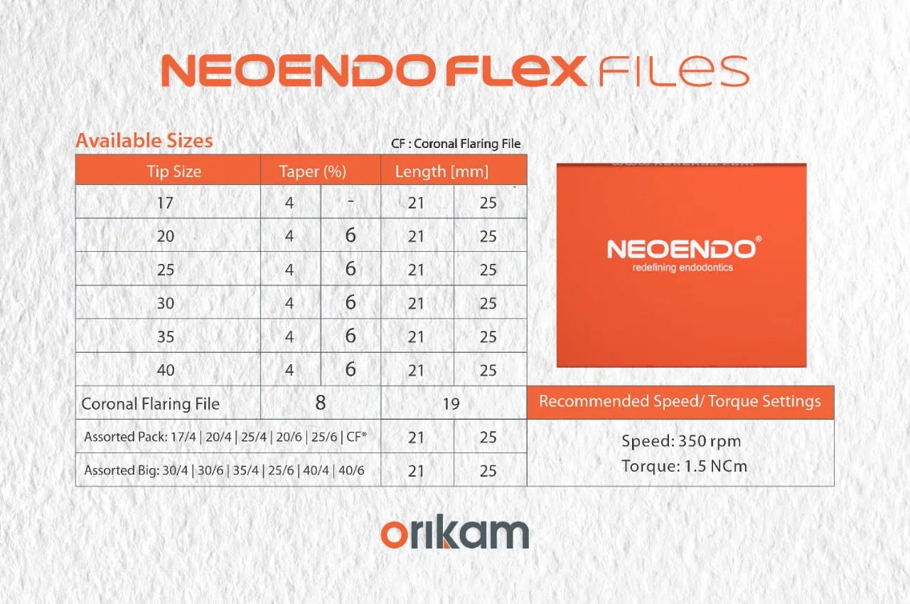NeoEndo Rotary Files: Buy Neoendo Flex Rotary Files 21mm Online at Best Price| Dentalkart