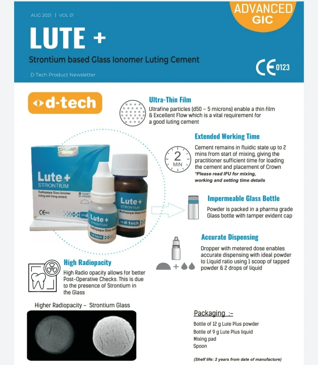 D-Tech Lute Plus Strontium Glass Ionomer Cement | Dentalkart