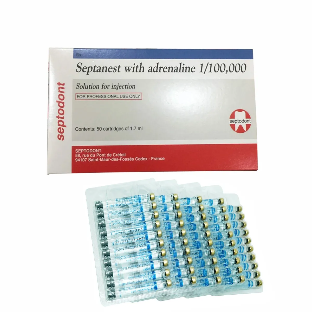 Buy Septodont Septanest 4% Articaine With 1:100,000 Epinephrine - Best ...